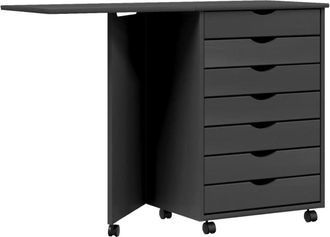 vidaXL Rollschrank mit Schreibtisch moss Grau Massivholz Kiefer Vidaxl