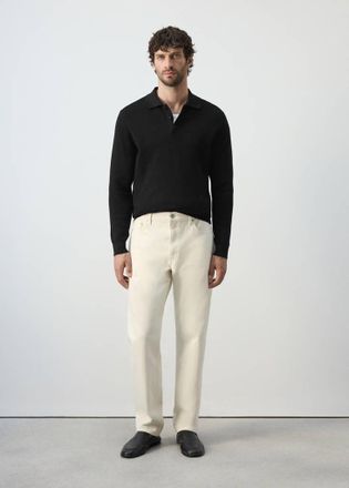 Mango Polo m&eacute;lange coton maille fine noir - Homme - XXL - MANGO MAN