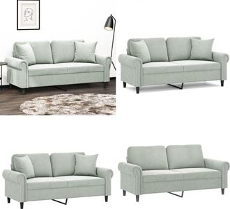 vidaXL 2-Sitzer-Sofa mit Zierkissen Hellgrau 140 cm Samt - Samtsofa - Wohnlandschaft - 2er Sofa - Grau Sofa - Gemütliches Sofa - Home & Living
