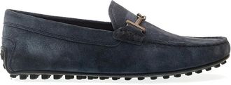 Tod's Tods Loafer - City Gommino In Blue Suede Buckle - Gr. 7_5 - in Wei&szlig; - f&uuml;r Damen