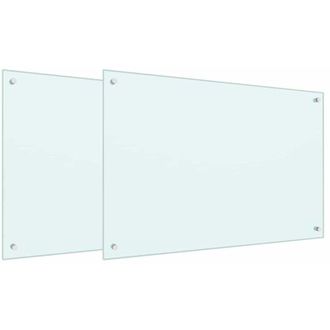 vidaXL K&uuml;chenr&uuml;ckwand 2 pcs Wei&szlig; 90 x 60 cm Geh&auml;rtetes Glas vidaXL