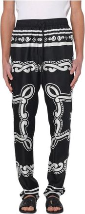 Dolce & Gabbana Homme, Pantalons, Multicolore, Taille: M Pantalon en Soie Imprimé Bandana