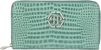 Philipp Plein Femme, Accessoires, Vert, Taille: ONE Size Rounded Zip Wallet Cocco