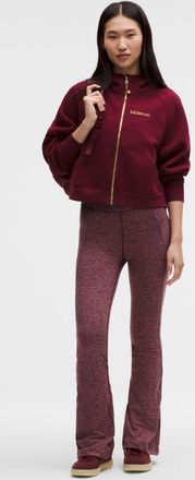 lululemon Pantalon Softy Suedey Lunar New Year &eacute;vas&eacute; &agrave; taille haute avec fentes Court pour Femmes - Burgundy - Taille 10