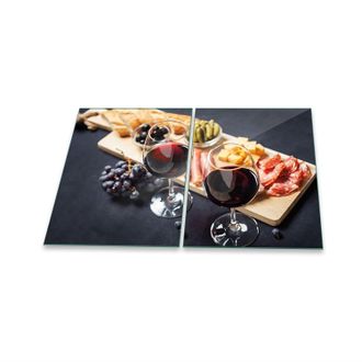 Decorwelt | Herdabdeckplatten 2x40x52 cm 2-Teilig Essen Bunt Ceranfeldabdeckung Universal Spritzschutz Glas Deko Elektroherd Induktion f&uuml;r Kochplatten Herdschut