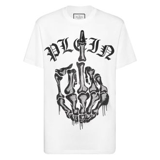 Philipp Plein Homme, Tops, Blanc, Taille: 2XL T-Shirt Col Rond Iconic Plein
