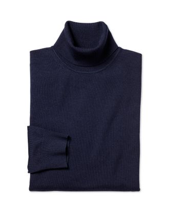 CHARLES TYRWHITT Merinopullover mit Rollkragen - Marineblau