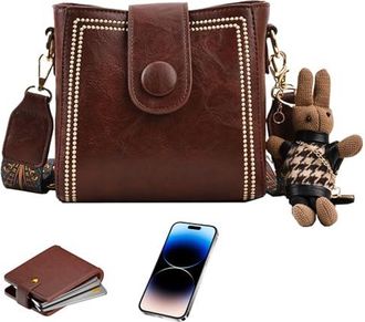 Generic Sac à bandoulière en PU Sac carré rétro Sac de messager classique Sac de mode vintage Sac à bandoulière pour femme avec sangle réglable Sac à bandouli