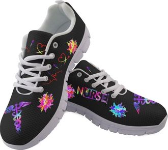 Showudesigns Schuhe Krankenschwester Damen Stoffschuhe Damen Schwarz Sportschuhe Laufschuhe Bequeme Turnschuhe Sneakers Gym Fitness Schuhe Running Shoes 42 Regenbo