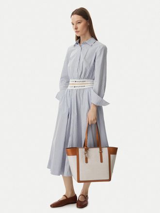 Tommy Hilfiger Handtasche Tommy Hilfiger Th Script Tote Canvas AW0AW18829 Creme