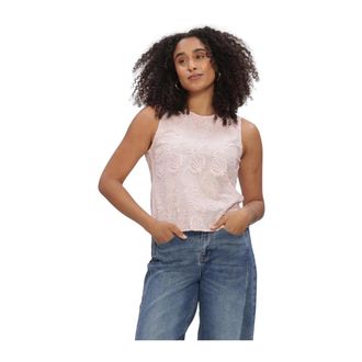 Object Objmya S/L RE O-Neck TOP - - Tops - Damen - Rosa - M