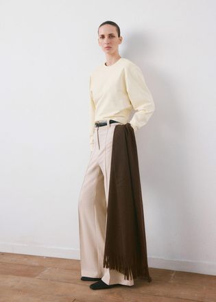 Mango Baumwoll-Sweatshirt mit Rundhals pastellgelb - Damen - XXS - MANGO