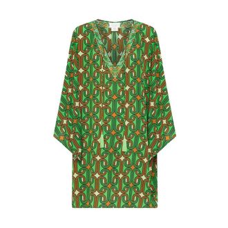 Camilla Geometrischer V-Ausschnitt Kaftan Gute Vibes - - Dresses - Damen - Gr&uuml;n - ONE SIZE