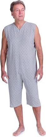 Ferrucci 9008/7 Pyjama sanitaire sans manches avec pantalon court 1 fermeture Éclair/fermeture Éclair derrière le dos dété - Gris - XS