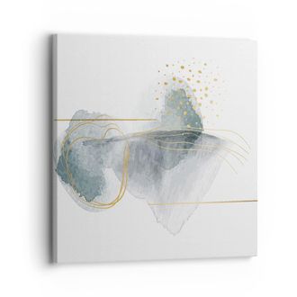 Arttor Bilder auf Leinwand Aquarell Flecken Gold Leinwandbild 30x30cm Wandbilder Dekoration Wohnzimmer Schlafzimmer K&uuml;che Deko Klein Wanddeko Bild Wand Kunst