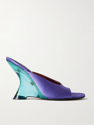 Dries Van Noten Mules Compens&eacute;es En Satin - Violet