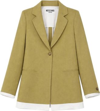 Moschino Femme, Vestes, Vert, Taille: 40 FR Blazer en coton et chanvre