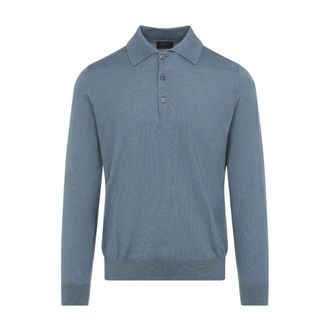 Brioni Langarm Poloshirt - - Tops - Herren - Blau - L