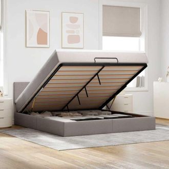 vidaXL Ottomane Bett mit Matratze & LEDs Taupe 180x200 cm Stoff vidaXL