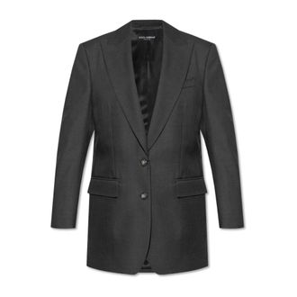 Dolce & Gabbana Femme, Vestes, Gris, Taille: 34 FR Blazer en laine avec fente simple