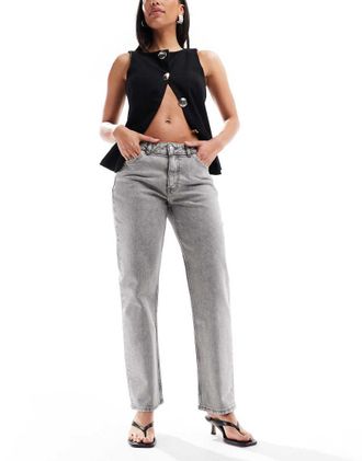 Dr. Denim Arch - Jeans in teergrauer Waschung mit mittelhohem Bund und geradem Schnitt