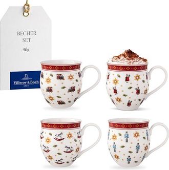 Villeroy & Boch Toys Delight Jubil&auml;ums-Becher Set 4 Teilig Bunt, Weihnachten, Becher Set f&uuml;r 4 Personen, Kaffeebecher, Kaffeetassen, Weihnachtsmotiv, Weihnachtsgeschi