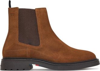 Tommy Hilfiger Klassische Stiefeletten Corporate Casual Suede Chelsea FM0FM05952 Braun