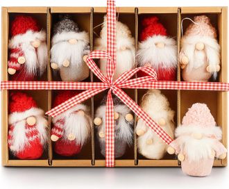 Com-Four 10x Premium Weihnachtsmann-Anhänger für den Weihnachtsbaum, schwedisch-skandinavische Deko-Trolle, Bezaubernde Christbaum-Figuren Anhänger als Baumbeh