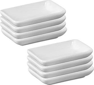 Westmark 8 Keramiktöpfchen/Servierschälchen, rechteckig, klein, Maße: 7,8 x 5 x 1,5 cm, Keramik, Tapas + Friends, Weiß, 697522E1