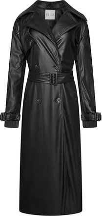Elle Sophia Trench long en polyuréthane, Noir, 38