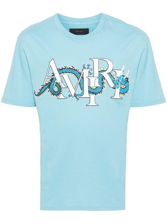 Amiri t-shirt en coton &agrave; logo imprim&eacute; - Bleu