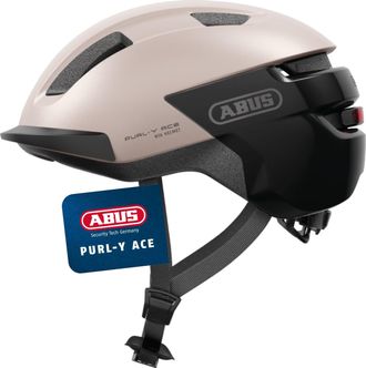 ABUS Fahrradhelm Purl-Y ACE mit LED-Licht - geeignet Fahrten auf E-Bike und S-Pedelec - Trendiger NTA-Schutzhelm f&uuml;r Erwachsene und Jugendliche - Beige, Gr