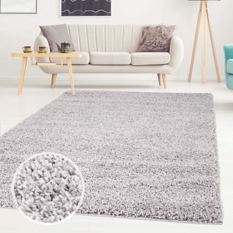 Carpet City ayshaggy Shaggy Teppich Hochflor Langflor Einfarbig Uni Grau Weich Flauschig Wohnzimmer, Größe: 120 x 170 cm