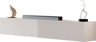 Mirjan24 TV Lowboard Cholon 200, Griffloses Öffnungssystem, 2 Klappe/Tür, TV Board Sideboard, Unterschrank, Fernsehschrank, TV Tisch, Fernsehtisch (Cashmere)