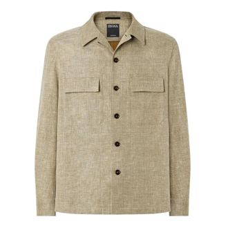 Ermenegildo Zegna Homme, Chemises, Beige, Taille: XL Crossover Chemise en m&eacute;lange de lin, laine et soie