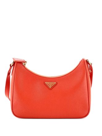 Prada Adjustable Handle Zip Saffiano Leather Mini hobo bag - Orange