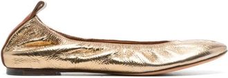 Lanvin Metallic Leather Ballerina Flats - Gr. 37 (EU) - in Beige