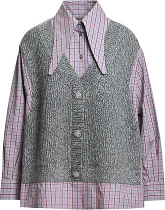 Essentiel Kute Layered Knit Vest Shirt - - Blouses & Shirts - Damen - Grau - S