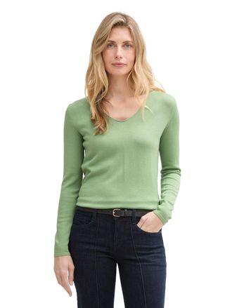 Tom Tailor Damen Strickpullover mit V-Ausschnitt