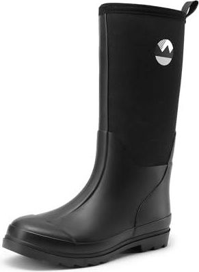 Dream Pairs Bottes de Pluie Femme Confortables, Design Bimatière Caoutchouc et Tissu, Faciles à Enfiler, Bottines Chaudes Antidérapantes, Chaussures Jardin Neige 