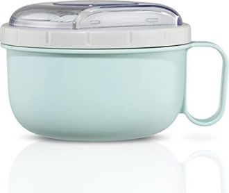 XAVAX Lunchbox, runder Lunchpot 1100 ml (To Go Becher groß für Mikrowelle, Brotdose mit Besteck, perfekt für One Pot Mahlzeiten, tragbar ideal für Pause, Bü