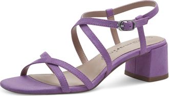 Tamaris Damen Sandalen mit Absatz Textil Vegan Blockabsatz Sommer; LIGHT PURPLE/lila; 37