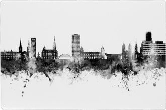 artboxONE Metall-Poster 20x30 cm St&auml;dte Wuppertal Germany Skyline Black von K&uuml;nstler Michael Tompsett