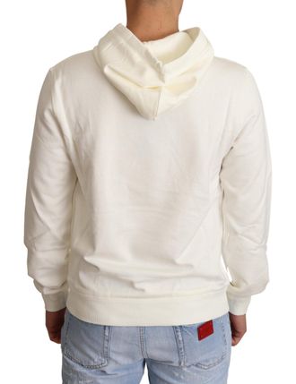 Dolce & Gabbana Mens White King Ceasar Cotton Hooded Sweater Clothing