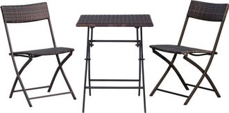 OUTSUNNY Polyrattan Gartenm&ouml;bel Set, Outdoor Lounge Balkonm&ouml;bel f&uuml;r 2 Personen, 3-teilig Sitzgruppe, 2 St&uuml;hle, Tisch, wetterfest Gartenlounge f&uuml;r Garten