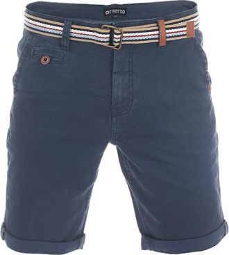 Riverso Kurze Hosen Herren Chino Shorts Kurz mit Gürtel Regular Fit RIVKlaas Chinoshorts Bermuda Stretch, Größe:W 34, Farbe:Dark Blue (59400)