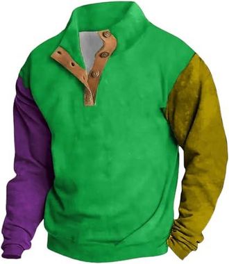 Generic Costume de carnaval - Sweat-shirt pour homme - Sans capuche - Avec col 1/4 - Col montant - Sweat-shirt dext&eacute;rieur - Pull de transition ample - Pull &agrave; 