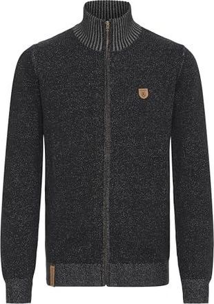 Indicode IDAndy Homme Cardigan Pull en Mailles épaisse avec col Montant Fermeture éclair Mélange de Coton Regular Fit, Taille:S, Couleur:Black (999)