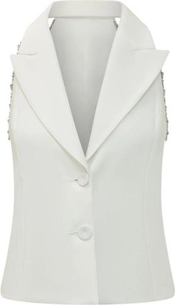 Pinko Pinko, Femme, Vestes, Blanc, Taille: 42 FR Gilet sans Manches