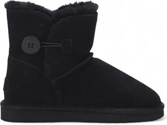 Infinity Leather Bottines DHiver en Daim et Peau de Mouton Pour Femme - Alpine Bottines à Enfiler Doublées de Fourrure Avec Bouton Semelles Chaudes et Antidérapantes C